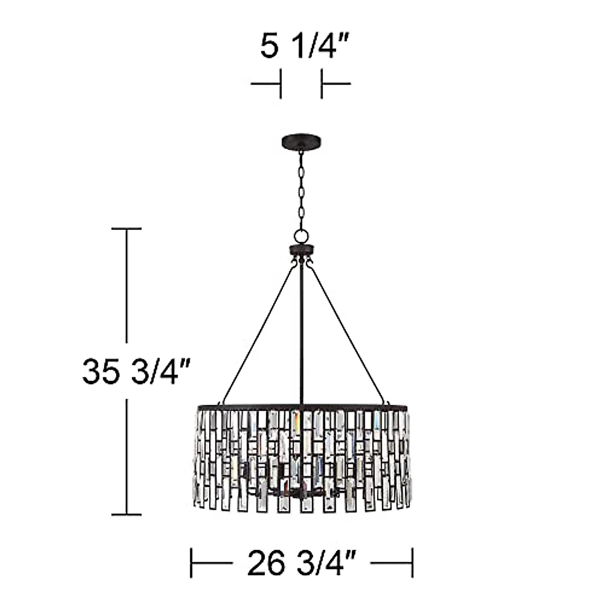 Regency Hill Aurelia Bronze Pendant Chandelier Lighting 26 3/4" Wide Modern Drum Clear Glass Shade 6-Light Fixture for Dining Room Living House Home Foyer Kitchen Island Entryway Bedroom