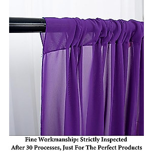 Chiffon Backdrop Curtain 29''x84'' Purple Chiffon Fabric Drapes for Wedding Ceremony 5FTx7FT Chiffon Voile Curtains 2 Panels Photography Backdrop Drapes Party Stage Backdrop (29''x84''x2pcs, Purple)