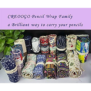 CreooGo Canvas Pencil Wrap, Pencils Roll Pouch Case Hold for 48 Colored Pencils (Pencils NOT Included)-Paniting,48 Holes