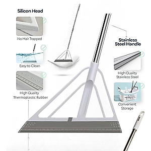 2 Multifunctional Magic Broom, Glass Cleaning Rubber Squeegee Broom, Floor Cleaning Silicone Broom, for Living Room, Kitchen, Bathroom, Easily Cleans Window Glass (Gray