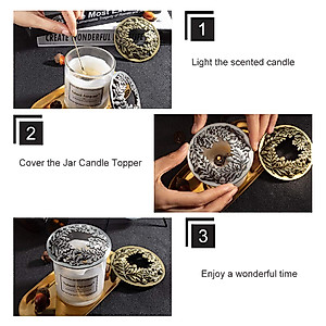 PH PandaHall 2 Pack Candle Topper Leaf Pine Candle Topper Shade Jar Lid Shade Sleeves for Jar Candles - Help Candle Melt Evenly and Look Great, 3.19 in Diameter(Antique Bronze & Antique Silver)