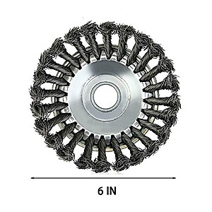 Steel Wire Weed Trimmer Head Grass Brush Cutter with Adapter Kit for String Trimmers Garden Brush Cutting Head Metal Joint Twist Knot Lawn Mower for String Trimmers, Rust Removal, Lawn Mower (6 inch)