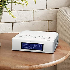 Sangean HDR-15 AM/FM Digital Tuning Clock Radio with USB Phone Charging, White