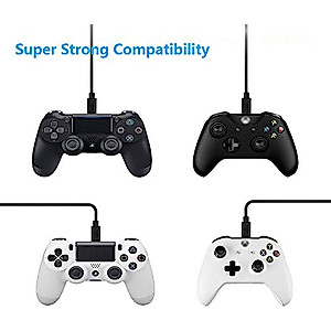 Akingdleo Replacement Xbox One Charging Cable,Play Charge Cord Compatible for Xbox One S/Xbox One Elite/Xbox One X/DualShock 4 Controllers (Black 5FT)
