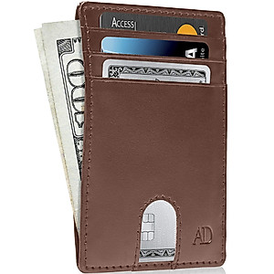 Access Denied Vegan Leather Slim Minimalist Wallets For Men - Cruelty Free Non Leather Front Pocket Thin Mens Wallet RFID Credit Card Holder Gifts For Him