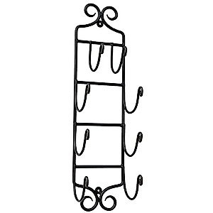 Towel Rack Wall Mounted, Bathroom Decor, Metal Towel & Wine Rack Holder, Storage Shelf for Bath Cloths, Small/Large Towels, Yoga Mat, Foam Roller, Washcloths, Hats, Decor (Black) by The Metal Magician