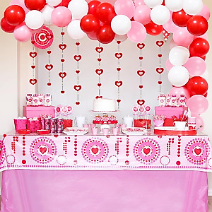 Valentines Day Balloon Arch Garland, Valentines Red Pink White Heart Balloon with Bling Bling Hanging Swirl for Sweetheart Wedding Bridal Shower Valentines Day Anniversary Engagement Party Decorations