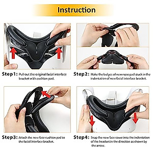 Face Cover Pad and Facial Interface Bracket for Oculus/Meta Quest 2 VR Accessories with Anti-Leakage Nose Pad