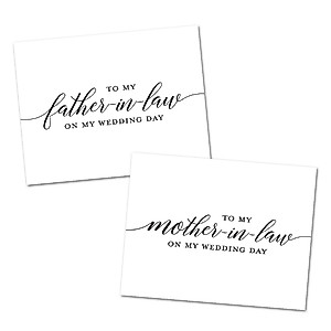 InvitationHouse Simple Script To My Mother-in-law | To My Father-in-law Wedding Day Folded Note Card Set (Black)