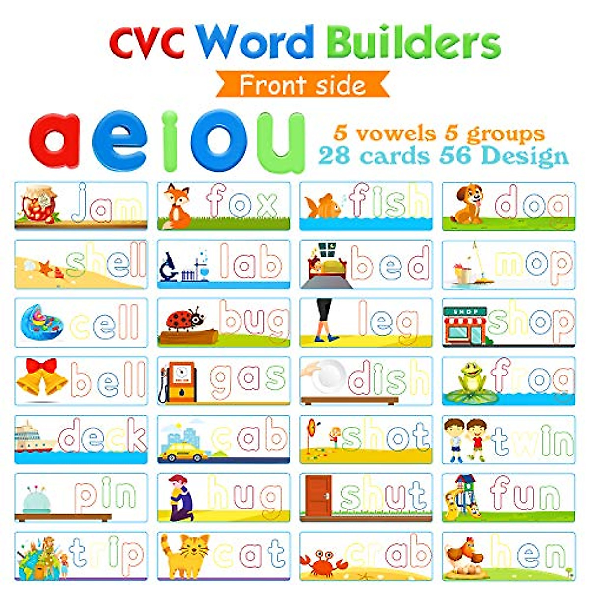 SpringFlower See & Spell Matching Letter Toy,Learning Educational Toy For 3 4 5 6 Years Old Boys And Girls,Preschool Learning Activities,Shape & Color Recognition Game,Cvc Word Builders For Kids,80Pcs