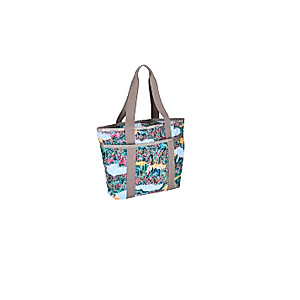 LeSportsac Scenic Brush Everyday Zip Tote Handbag/Travel Bag, Style 3867/Color Color E554, Vibrant Wildflowers & Soothing Landscapes Artfully Arranged in a Watercolor Inspired Dreamy Summer Palette