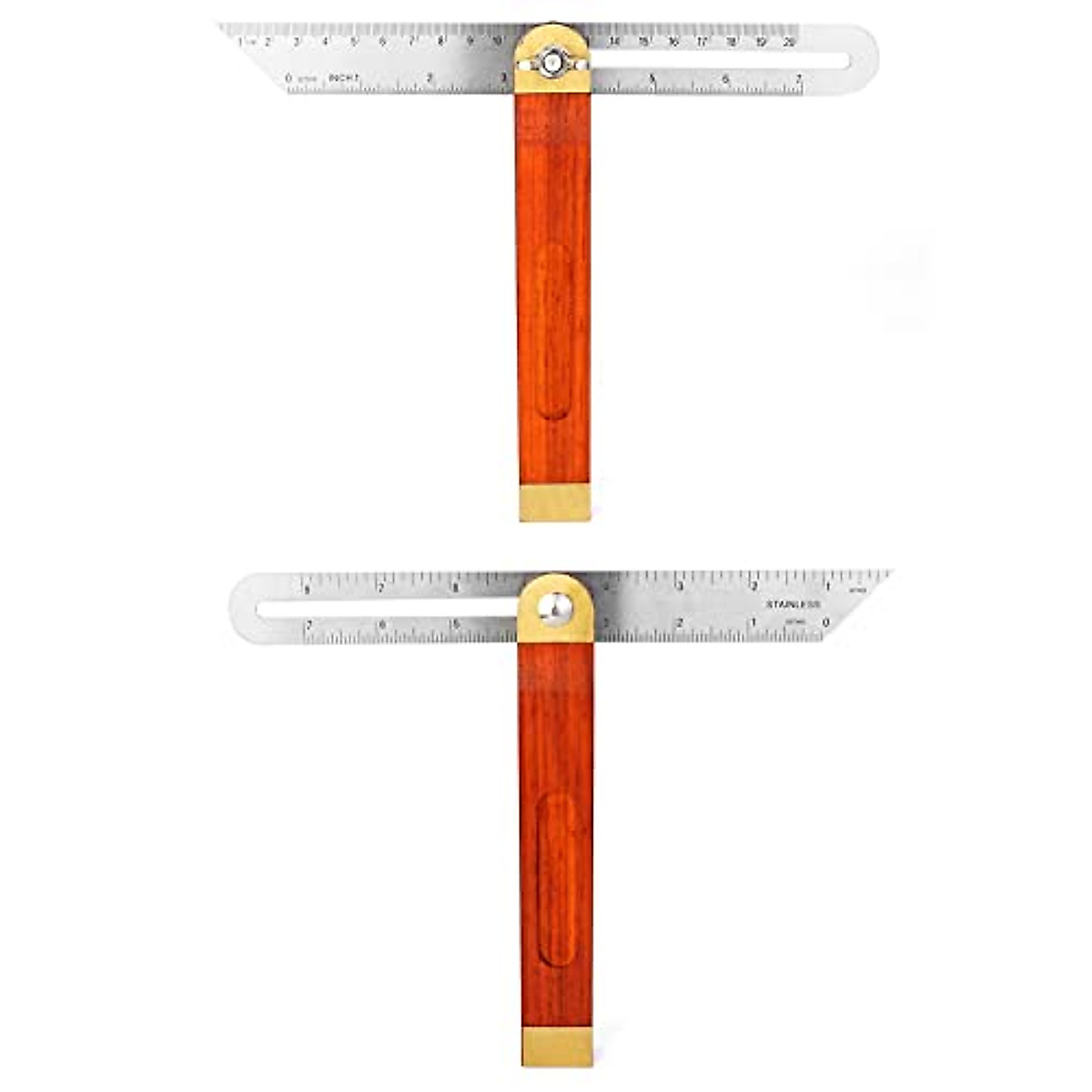 QWORK 9-Inch Stainless Steel T-Bevel Gauge Angle Finder, Metric and Inch Measurements, Sliding Angle Ruler Woodworking T Bevel Angle Finder with Locking Mechanism and Dual Scales