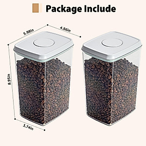 Uamector Pop Container Sets, 2-Piece Large Airtight Food Storage Containers, BPA-Free Air Tight Stackable Dry Cereal Container, Pantry Organization and Storage Cereal Snack Sugar Coffee (2 * 2.9Qt)