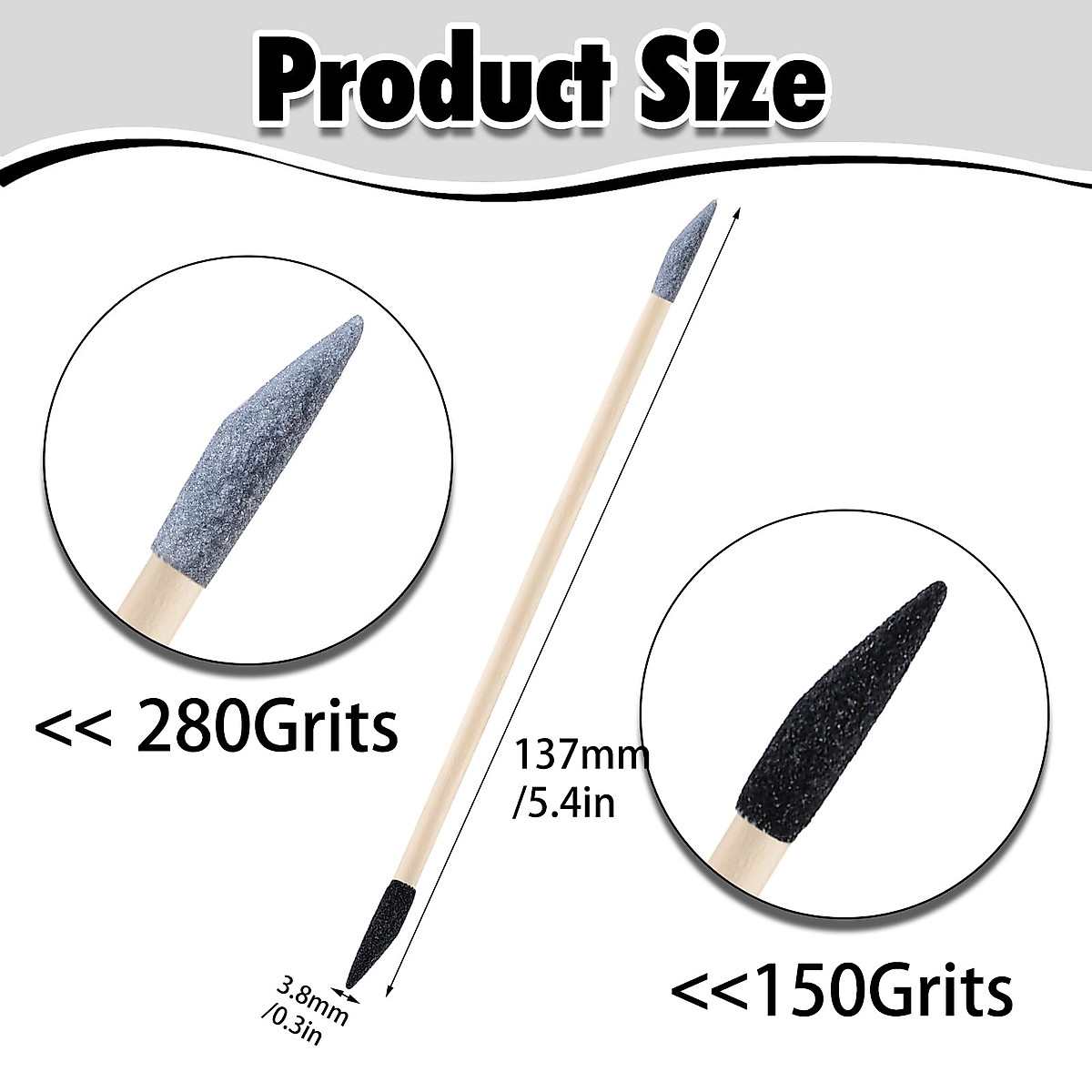 50 Pcs Sanding Sticks, Double End Matchsticks Fine Detailing Polishing Stick with Storage Box for Plastic Models Wood Hobby Woodworking, 120/280 Grit