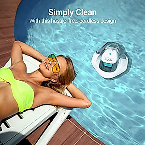 (2023 New) AIPER Seagull SE Cordless Robotic Pool Cleaner, Pool Vacuum Lasts 90 Mins, LED Indicator, Self-Parking, Ideal for Above/In-Ground Flat Pools up to 40 Feet - White