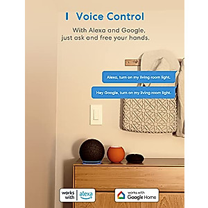 Smart Dimmer Switch Single Pole, Meross Smart WiFi Light Switch for Dimmable LED, Compatible with Alexa, Google Assistant, Neutral Wire Required, Remote Control Schedule, No Hub Needed, 4 Pack