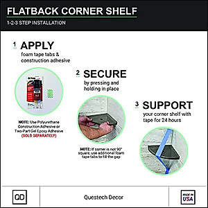 Questech Décor 10 Inch Corner Shower Shelf Bathroom Caddy, Wall Mounted Corner Shower Shelf, Retrofit Shelf for Tiled Shower Walls, Bathroom Corner Shelf, 10 Inch Metro Flatback, Cool Gray Polished