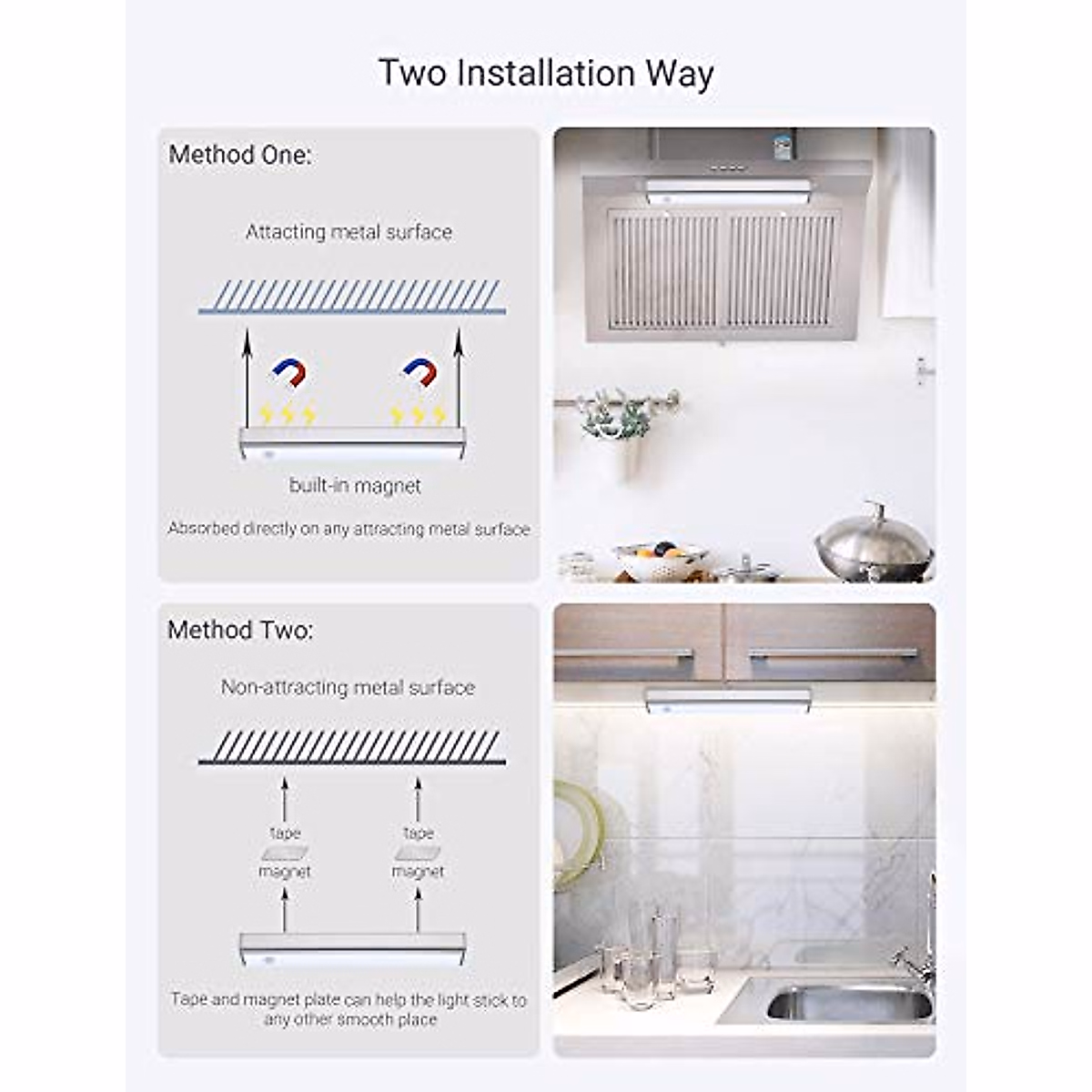 Joyzy Automatic Pantry Light, Wireless Closet Lights Two Motion Sensor Modes Light Battery Operated,USB Rechargeable Under Cabinet Lights, Bedroom Light Bathroom Lighting