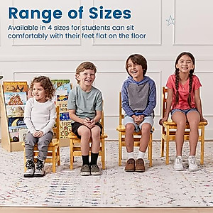 ECR4Kids Three Rung Ladderback Chair, 16" Seat Height, Classroom Seating, Honey, 2-Pack
