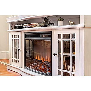 e-Flame USA Jackson 25"x21" LED Electric Fireplace Stove Insert with Remote - 3D Logs and Fire (Black)