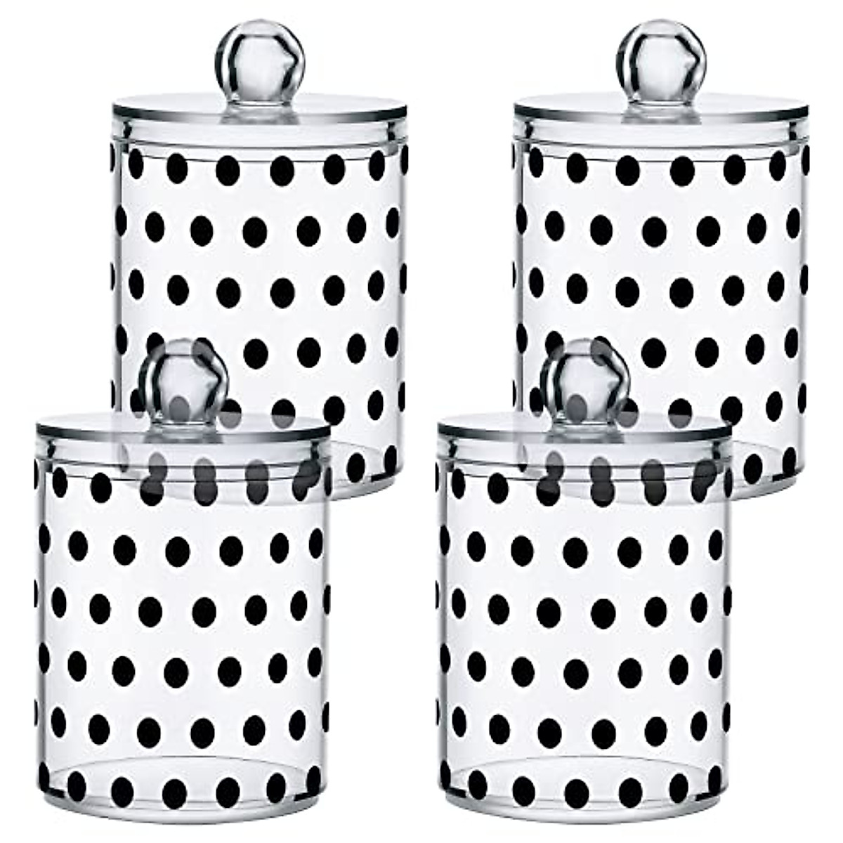 Sletend 2 Pack Plastic Qtips Holder Black Spots Bathroom Container Storage Holder Vanity Canister Jar for Cotton Swabs,Bath Salts,Makeup Sponges,Hair Accessories