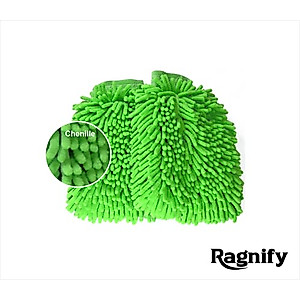Ragnify Pack of 2 Microfiber car wash mitt Scratch Free Dual Sided Machine Washable Waterproof wash mitt for Cars, Trucks, Boats(Green)