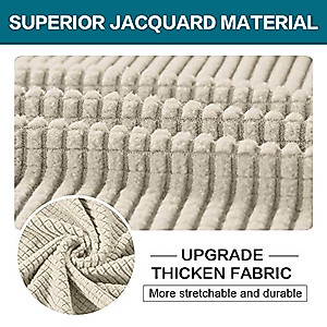 4 Piece Sofa Covers For 3 Cushion Couch Sofa Slipcover Soft Couch Cover For Dogs-Washable Sofa Furniture Covers With 3 Individual Cushion Covers,Feature Jacquard Fabric(3 Cushion Sofa, Biscotti Beige)