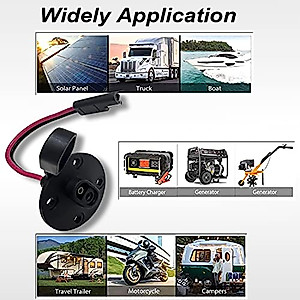 SAE Power Socket Sidewall Port Connector 12awg Cable, Quick Connector Solar Panel Wire 4 Pack with 16 Screws, Fit Flush-Mount Connector Solar Generator Battery Charger, Black & Red