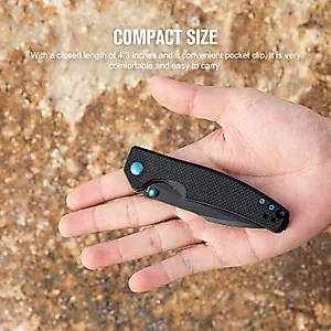 OKNIFE Beagle Folding Pocket Knife, 3.3 inch Tactical Knife with 154CM Steel Harpoon Blade Knife with G10 Handle and Pocket Clip for Camping and Fishing
