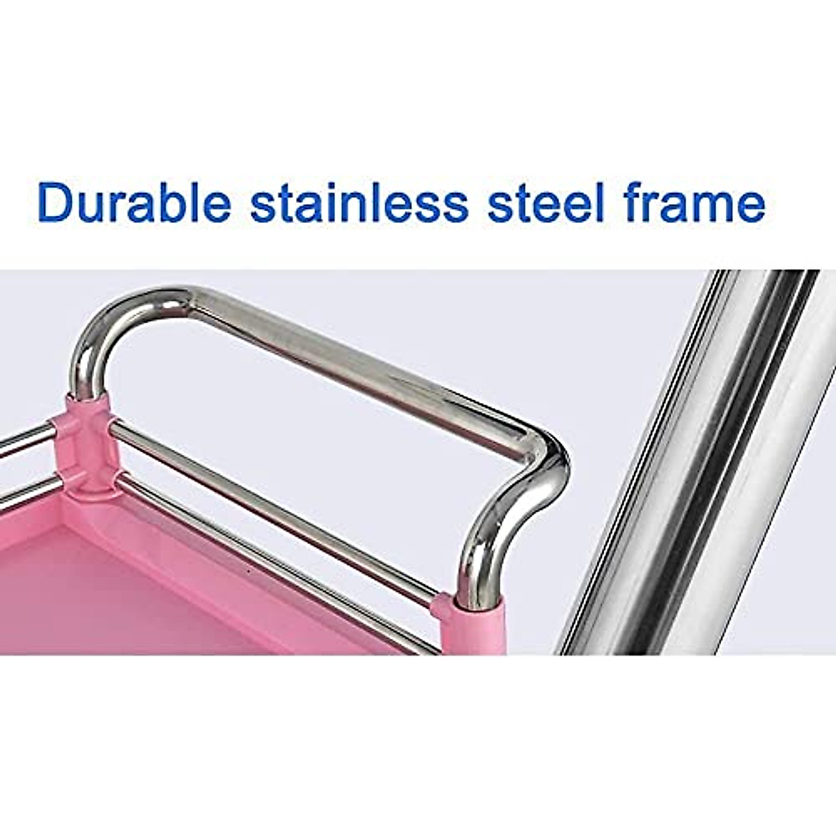 Medical Cart Household Utility Carts, Lab Cart Mobile Trolley Serving Equipment Mobile Beauty Salon Cart with Universal Wheel, Spa Hair Styling Rolling Trolley with Brake, Abs Utility Cart, Pink, S-54