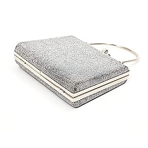 Evening Party Bags for Women Sparkly Clutch Purse Wedding Purses Wallet Fancy Desinger Handbags Bing Glitter Shoulder Bags with Detachable Chain for Cocktail Prom Silver Small Tote Bag Club Purse