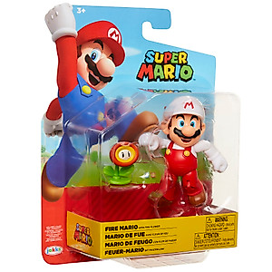 Super Mario Fire Mario Figure with Fire Flower Accessory