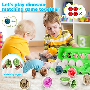 MINGKIDS Dinosaur Toys for 1 2 Year Old Boys Girls,12 PCS Matching Dinosaur Eggs with Holder, Easter Gifts for 1 2 3 Year Old,Montessori Toys for 1 2 3 Year Old