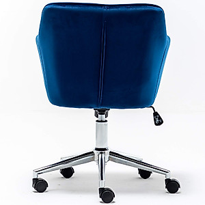 BTEXPERT Shape Blue Modern Diamond Contemporary Tufted Home Office Bucket Velvet Vanity Chair, 360 Swivel Adjustable, 21" D x 23" W x 34" H