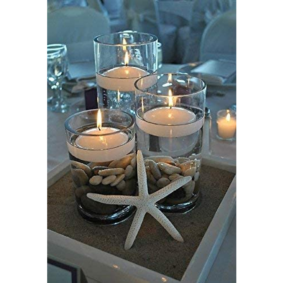 10 Hour Floating Candles, 3” White Unscented Dripless Wax Discs, for Cylinder Vases, Centerpieces at Wedding, Party, Pool, Holiday (24 Set)