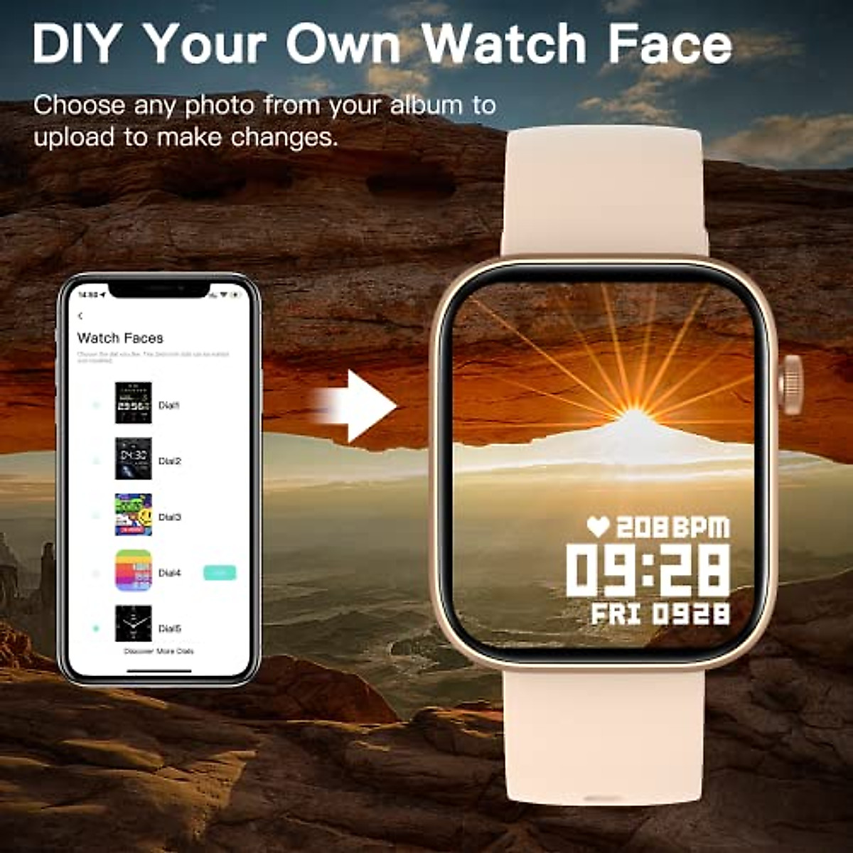 Smart Watch for Women Men(Answer/Dial Call), 1.9'' HD Smart Watch for Android Phones iphone Compatible with Heart Rate/Blood Oxygen/Sleep Monitor, Fitness Tracker 120+ Sport Modes with Step Calories