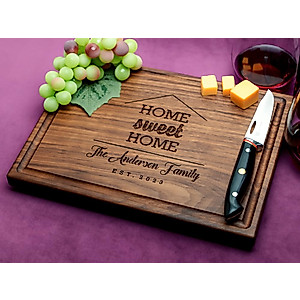 Straga Personalized Cutting Boards | Handmade Wood Engraved Charcuterie | Custom Housewarming, Home Purchase Gift for Homeowners, Real Estate Agents (Home Sweet Home Design No.941)