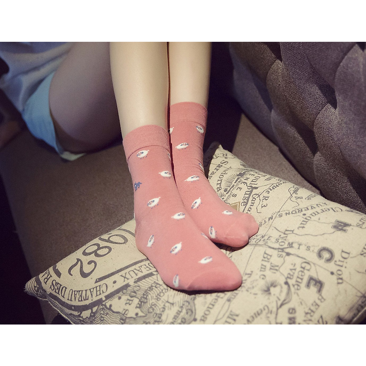 5 Pairs Women Crew Socks Casual Cute Cotton Animal Socks Long Ankle Socks Design Gifts for Women Girls X1-animals903