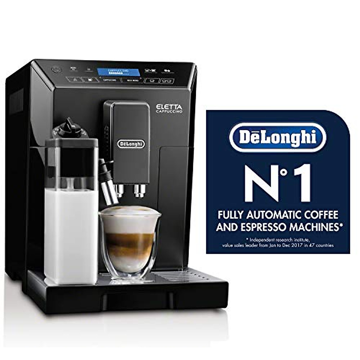 DeLonghi ECAM44660B Eletta Fully Automatic Espresso, Cappuccino and Coffee Machine with One Touch LatteCrema System and Milk Drinks Menu