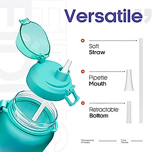 Fidus Large 1 Gallon/128oz Motivational Water Bottle with Time Marker & Straw,Leakproof Tritan BPA Free Water Jug,Ensure You Drink Enough Water Daily for Fitness,Gym and Outdoor Sports