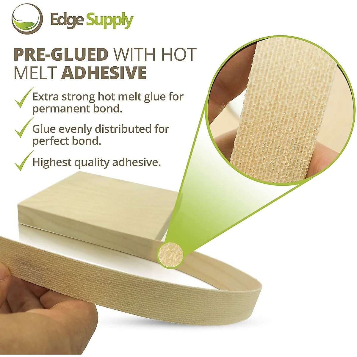 Edge Supply Maple 7/8" X 250' Roll Preglued, Wood Veneer Edge Banding, Iron on with Hot Melt Adhesive, Flexible Wood Tape Sanded to Perfection. Easy Application Wood Edging, Made in USA.