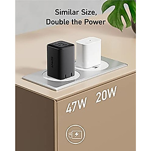 Anker USB C Charger 47W, 523 Charger (Nano 3), 2 Port Compact Foldable GaN Fast Charger for iPhone 14/14 Plus/14 Pro/14 Pro Max/13, Galaxy, Pixel 4/3, iPad/iPad Mini (Cable Not Included)- Black