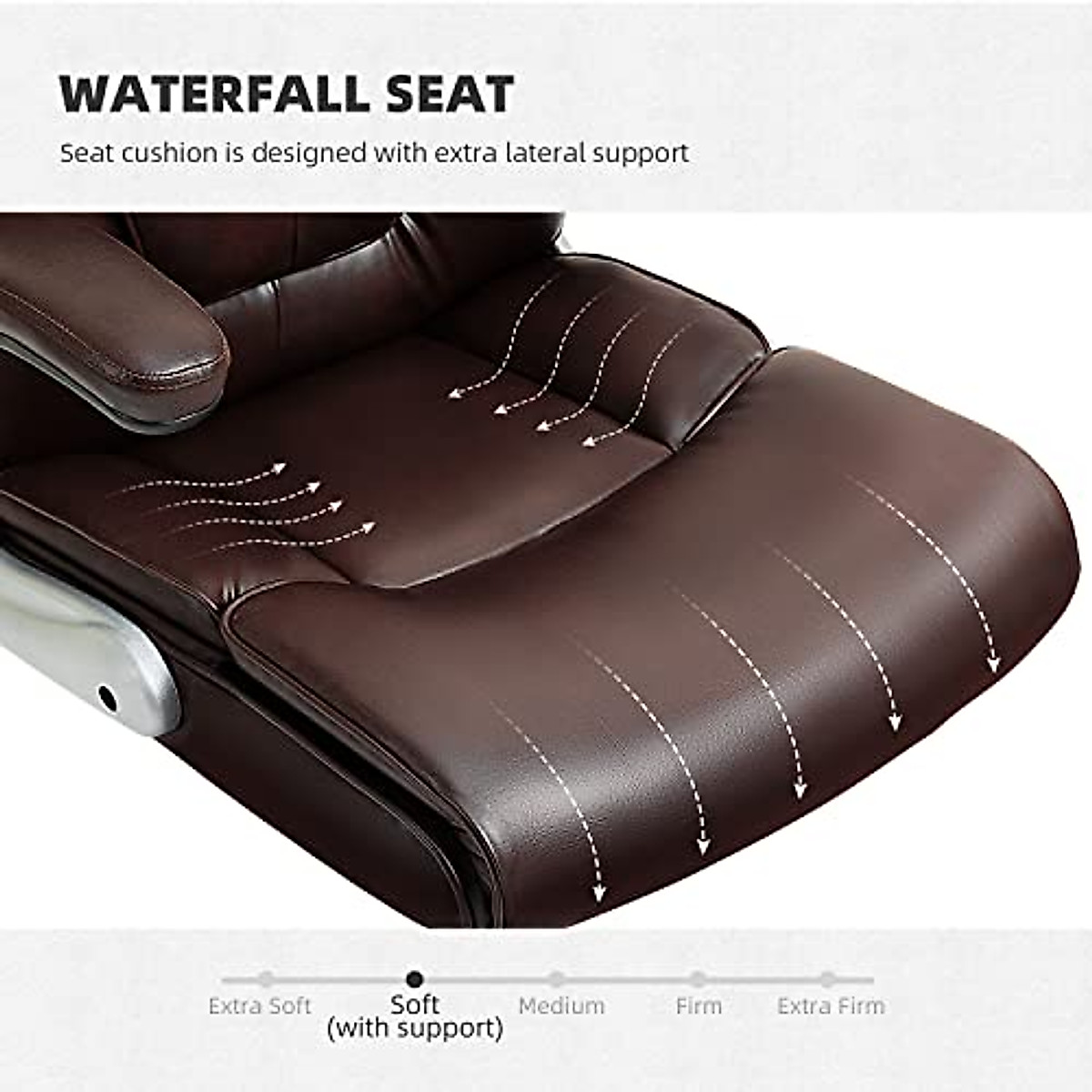 YAMASORO Executive Office Chair,Ergonomic Chair with Lumbar Support,Comfortable Computer Desk Chairs Flip up Arms and Wheels Swivel Task Chair, Brown