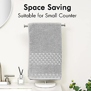 KES Hand Towel Stand Marble Base, Countertop Towel Stand 16.5" Height, T-Shape Hand Towel Rack Stand for Bathroom, Towel Holder Weighted Base SUS304 Stainless Steel Brushed Finish, BTH205S14B-2