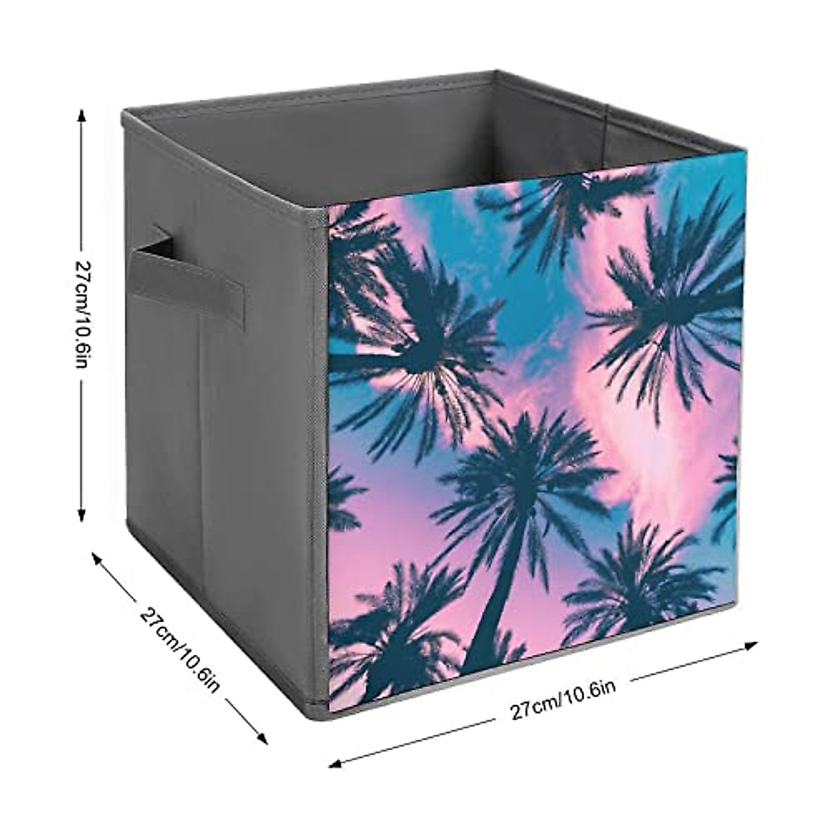Hawaii Plum Trees Foldable Storage Bins Printd Fabric Cube Baskets Boxes with Handles for Clothes Toys, 11x11x11