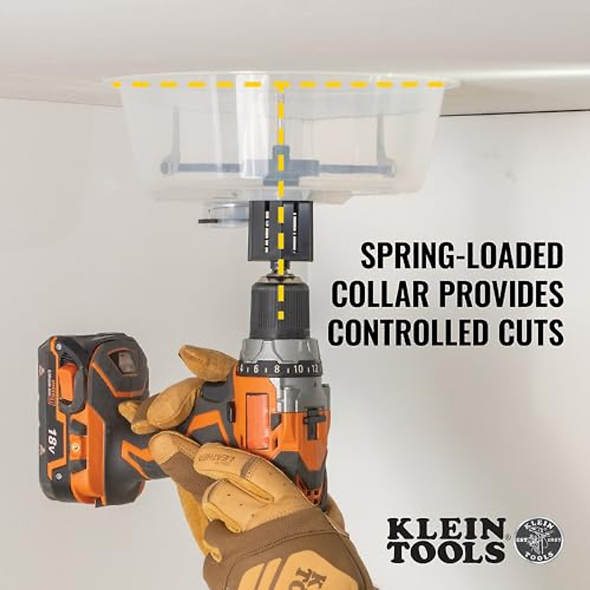 Klein Tools 53710 Hole Saw, Adjustable Circle Hole Cutter with Dustbowl, Integrated Vacuum Port, for Drywall and Ceiling Tiles, 2 to 7-Inch