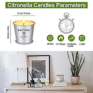Citronella Candles Outdoor - 2.2oz 9 Pack Scented Candles 135h Burning for Patio Home Balcony Garden - Natural Soy Wax Aromatherapy Citronella Oil Portable Small Bucket Candles Set Summer Gifts