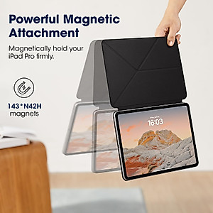 PITAKA iPad Pro 12.9 Case, Compatible with iPad Air 13 Inch (M2) & iPad Pro 12.9 (3-6th Gen) 2022/2021/2020/2018, Lightweight Portrait/Landscape Magnetic Case with 4 Standing Angles - Black