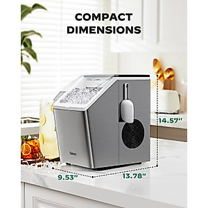 Silonn Ice Makers Countertop, 44lbs Per Day, 2 Ways to Add Water, Auto Self-Cleaning, Stainless Steel Ice Machine for Home Office Bar Party