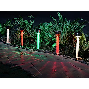 Grand Patio Solar Landscape Lights Transparent Decorative Waterproof, 10 Pack Solar Powered Pathway Lights, Weather-Resistant Outdoor Lighting for Yard, Garden, Pool, Rose Red